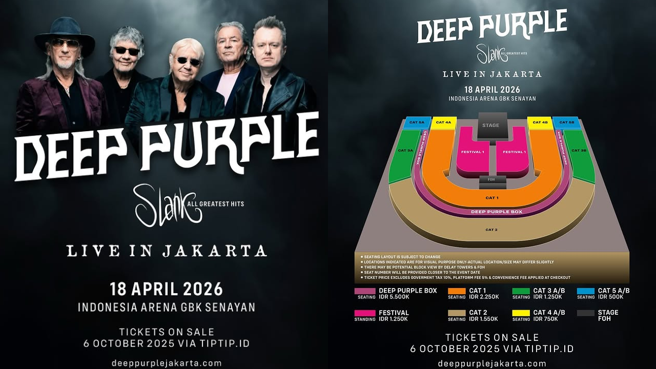 Deep Purple dan Slank Gelar Konser di Jakarta 18 April 2026, Harga Tiket Mulai Rp500 Ribu