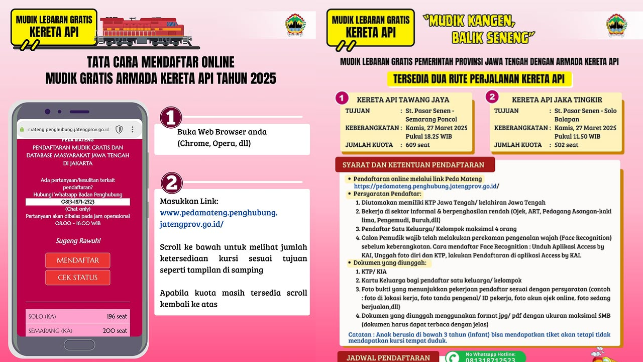Cara Daftar Mudik Gratis 2025 Lebaran Jateng Pakai Kereta Api, Cek Syaratnya!