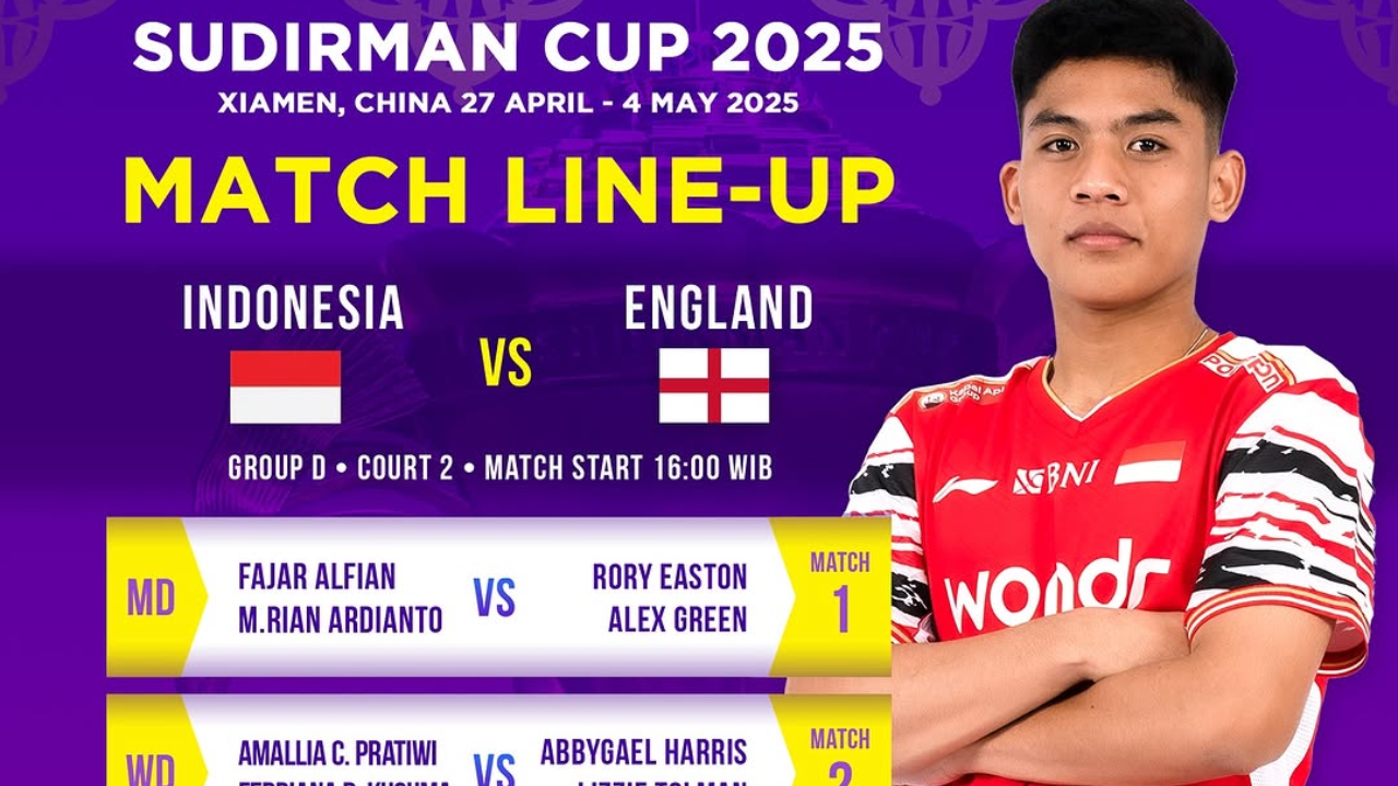 Link Live Streaming Sudirman Cup 2025 Indonesia vs Inggris Hari Ini 27 April 2025, Ubed Jalani ...